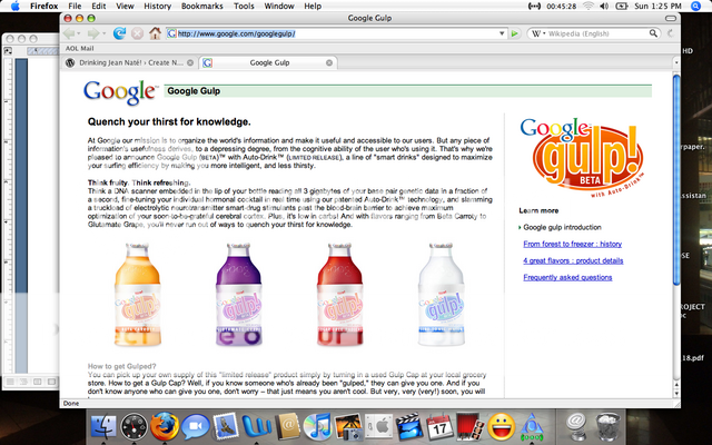 Google Gulp! (Google’s 2005 April Fool) | Drinking Jean Naté!