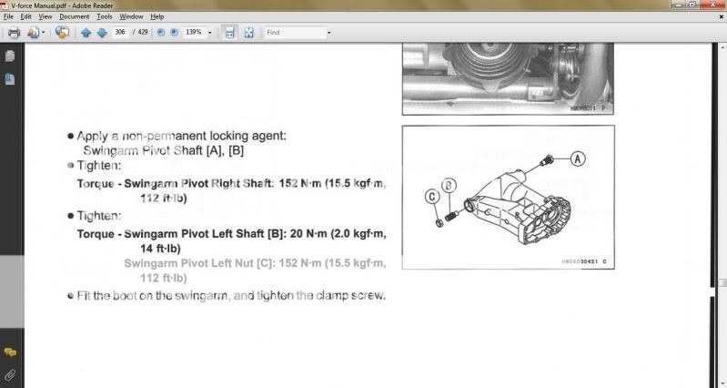 Rear swingarm bolt torque | Kawasaki ATV Forum